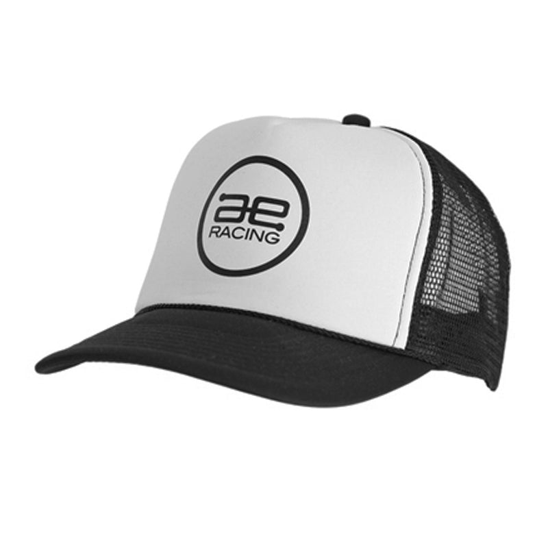AE Racing Team Black Logo White Foam Trucker Snapback Hat - AlwaysEvolving